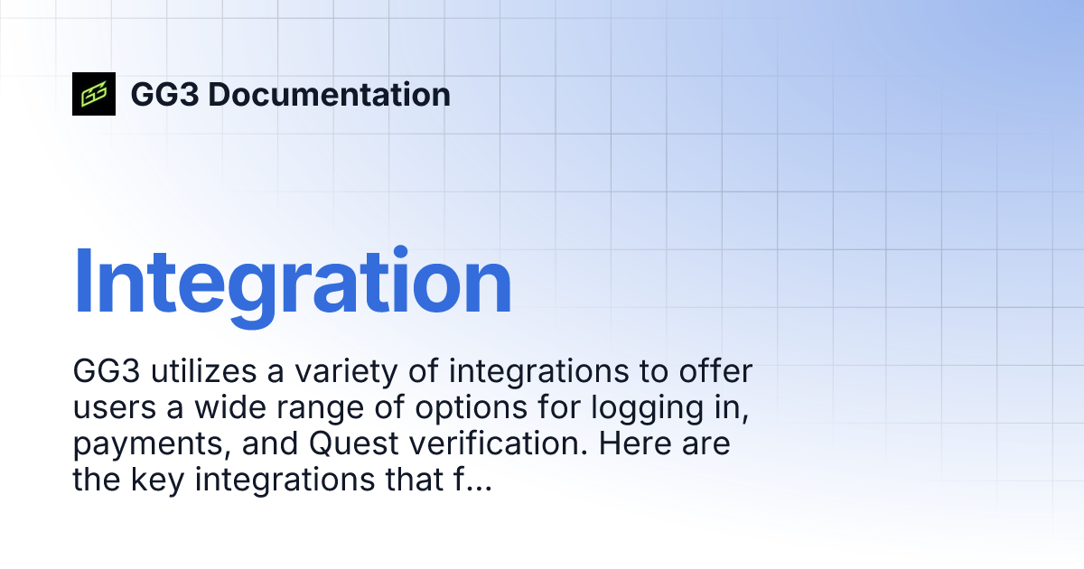 Integration | GG3 Documentation